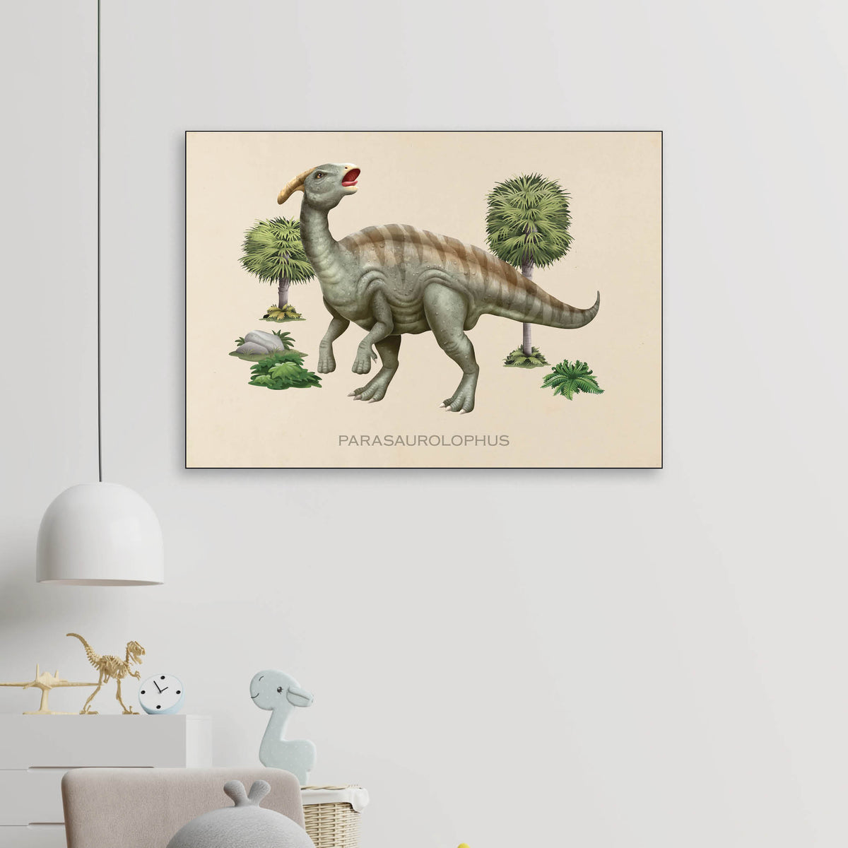 Parasaurolophus Realistic Dinosaur Print and Frame with Name – Kids ...