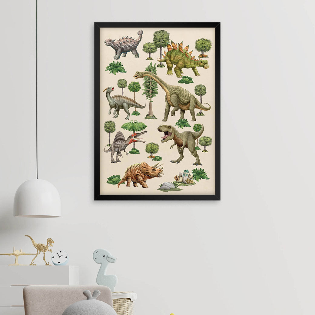 Realistic Dinosaurs Print and Frame – Kids Posters Australia