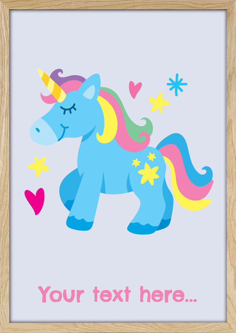 Unicorn - Blue - Kids Posters – Kids Posters Australia