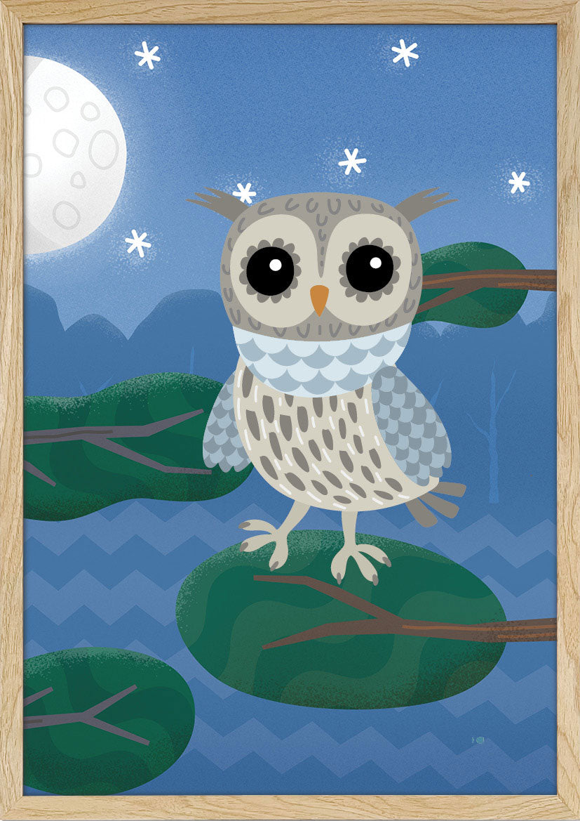 Young Owl Under Under the Moon - Kids Poster – Kids Posters Australia