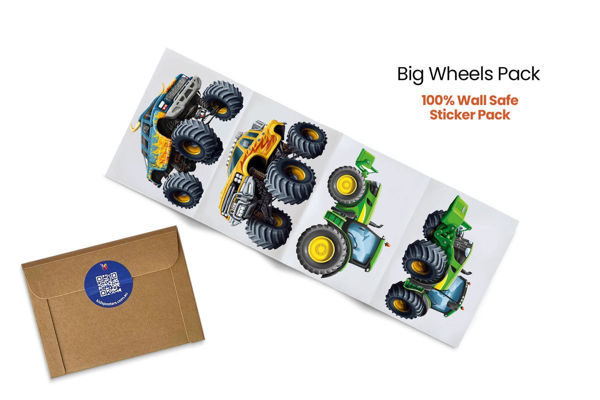 Super Saver Sticker Packs - Big Wheels – Kids Posters Australia
