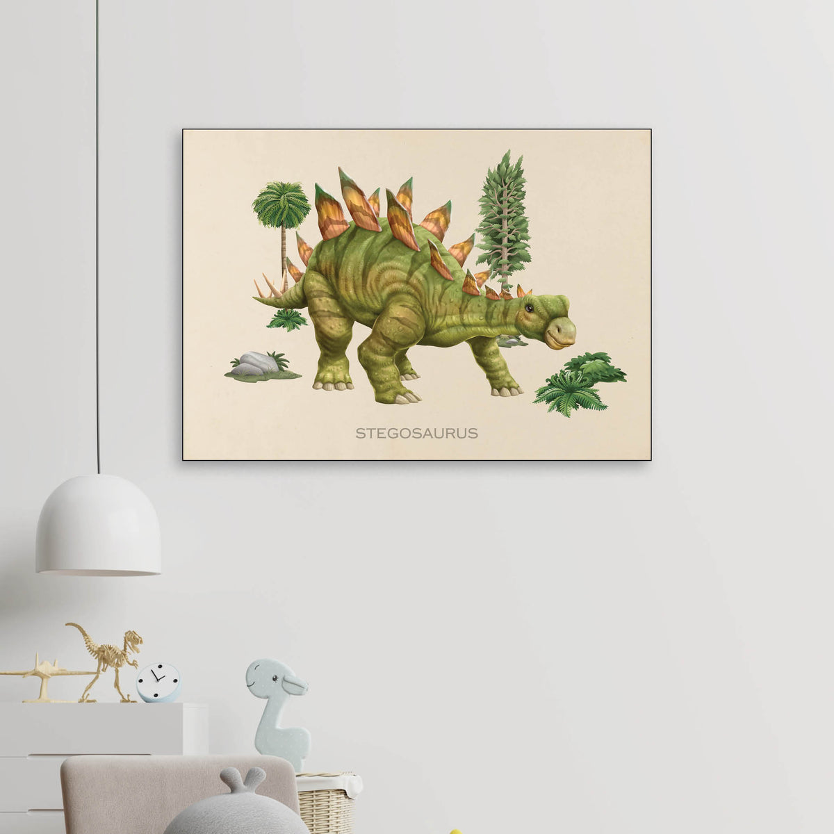 Stegosaurus Realistic Dinosaur Print and Frame with Name – Kids Posters ...