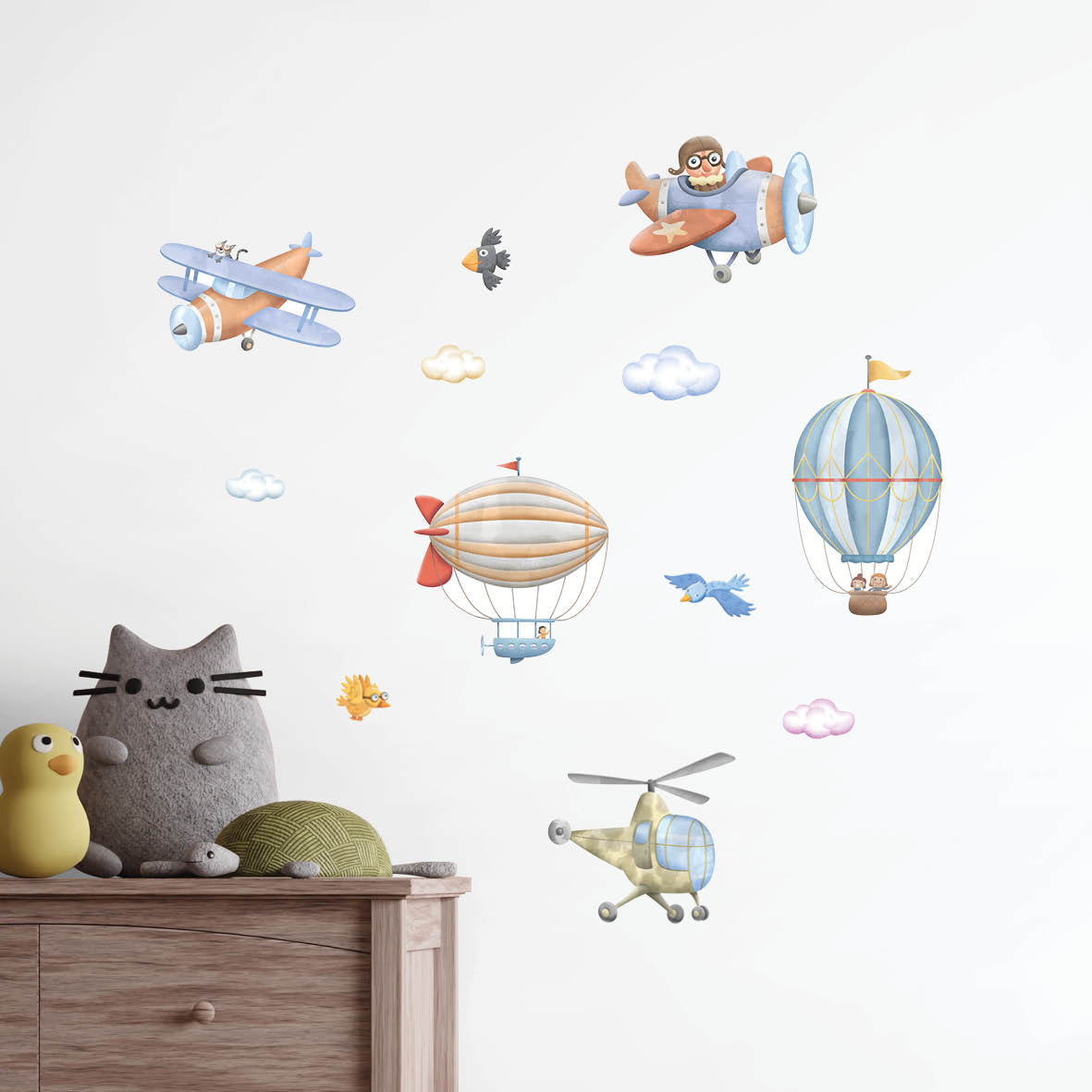 5 x Large Fabric Wall Stickers - Up in the Air Stickers with Mini Airs ...