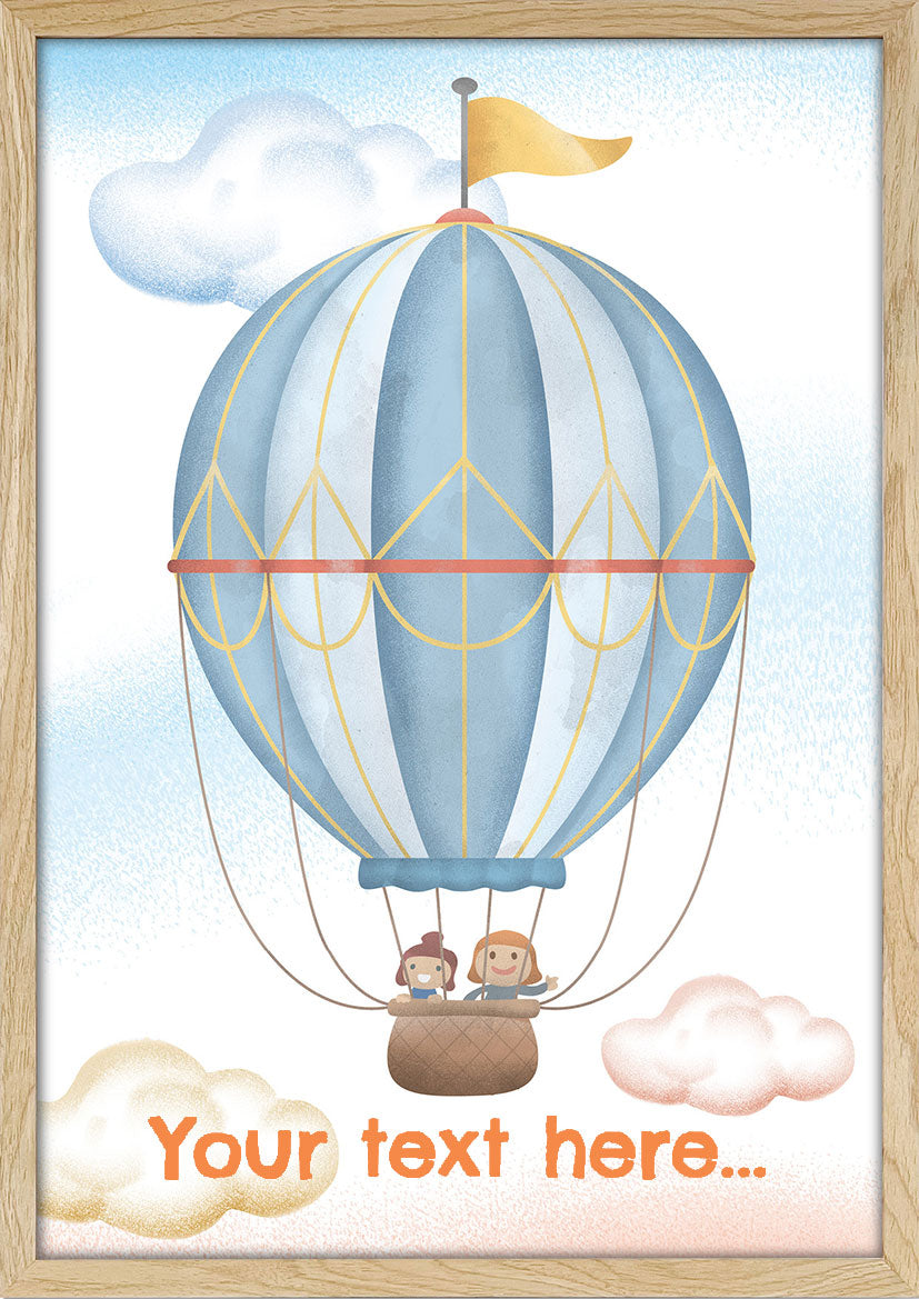 Hot Air Balloon (Blue) - Kids Posters – Kids Posters Australia