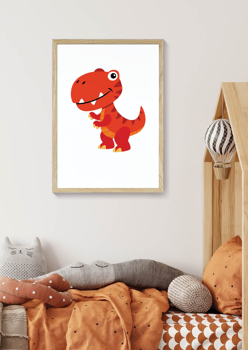 T-Rex - Red - Kids Poster – Kids Posters Australia